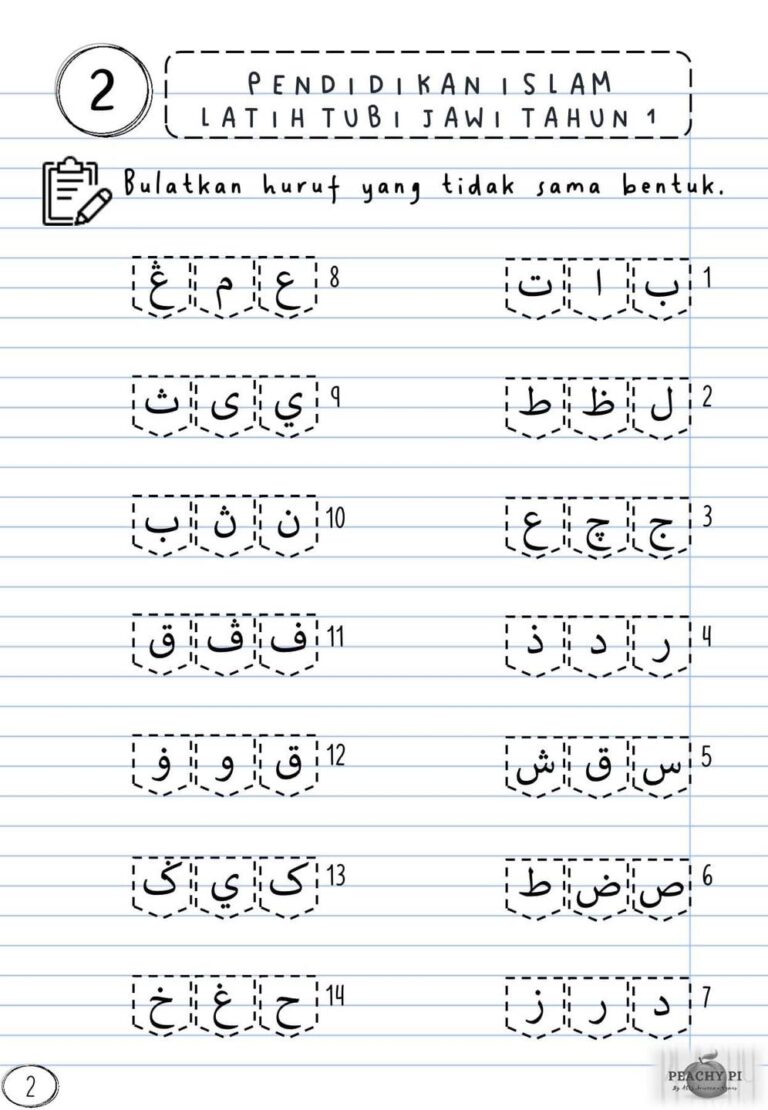 Koleksi 12 Latihan Huruf JAWI Tahun 1 - GURUBESAR.MY