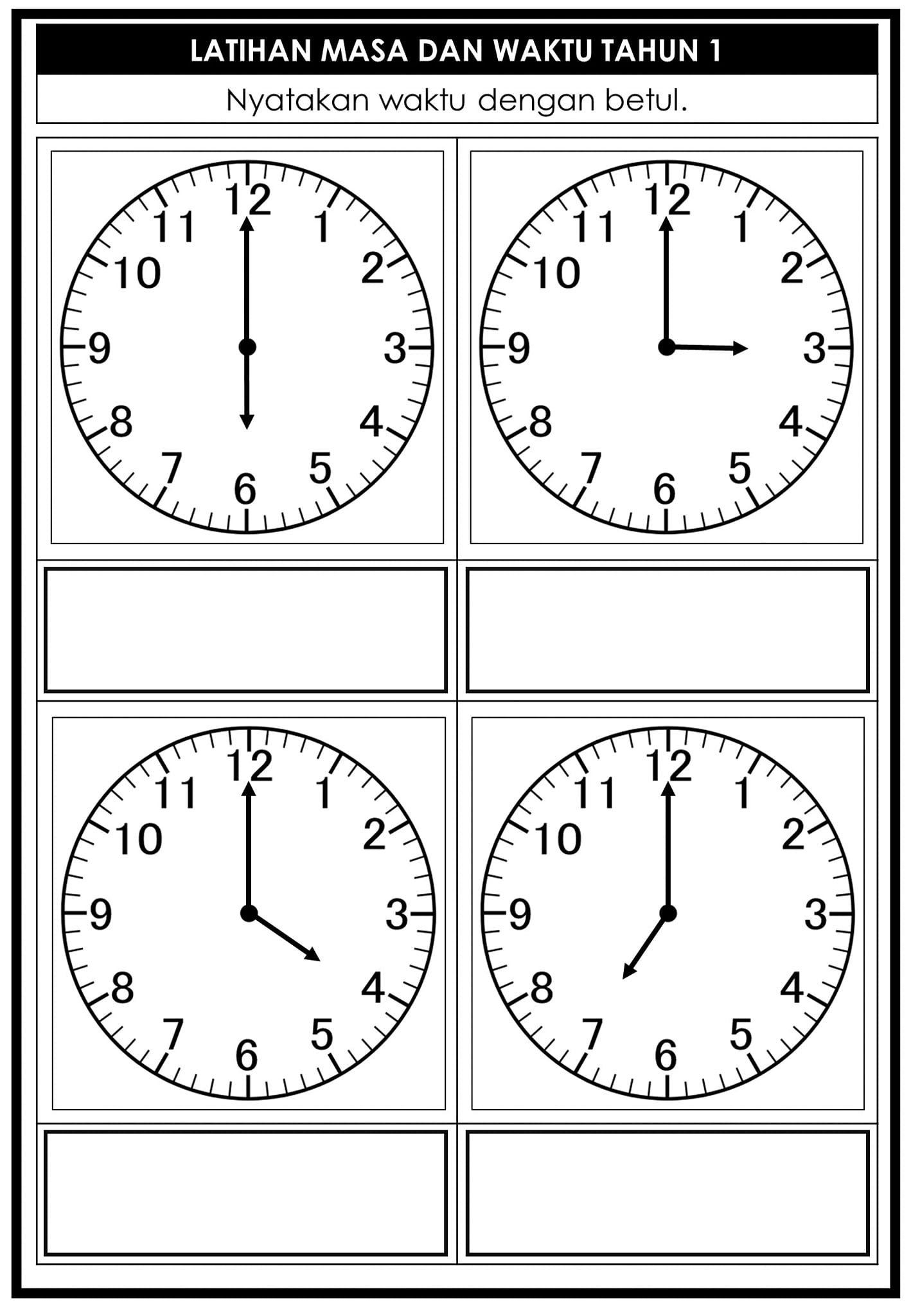 Latihan Masa Dan Waktu Tahun 1 - GURUBESAR.MY