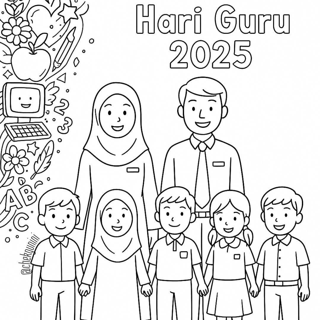 Poster Mewarna Selamat Hari Guru 2025 - GURUBESAR.MY