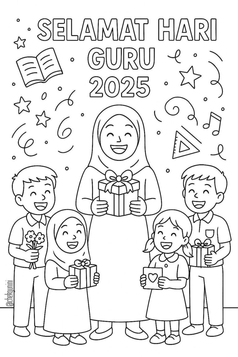 Poster Mewarna Selamat Hari Guru 2025 - GURUBESAR.MY