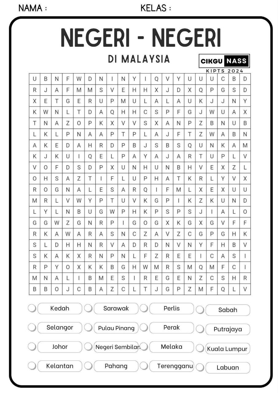 Permainan Cari Kata Bulan Kebangsaan - GURUBESAR.MY