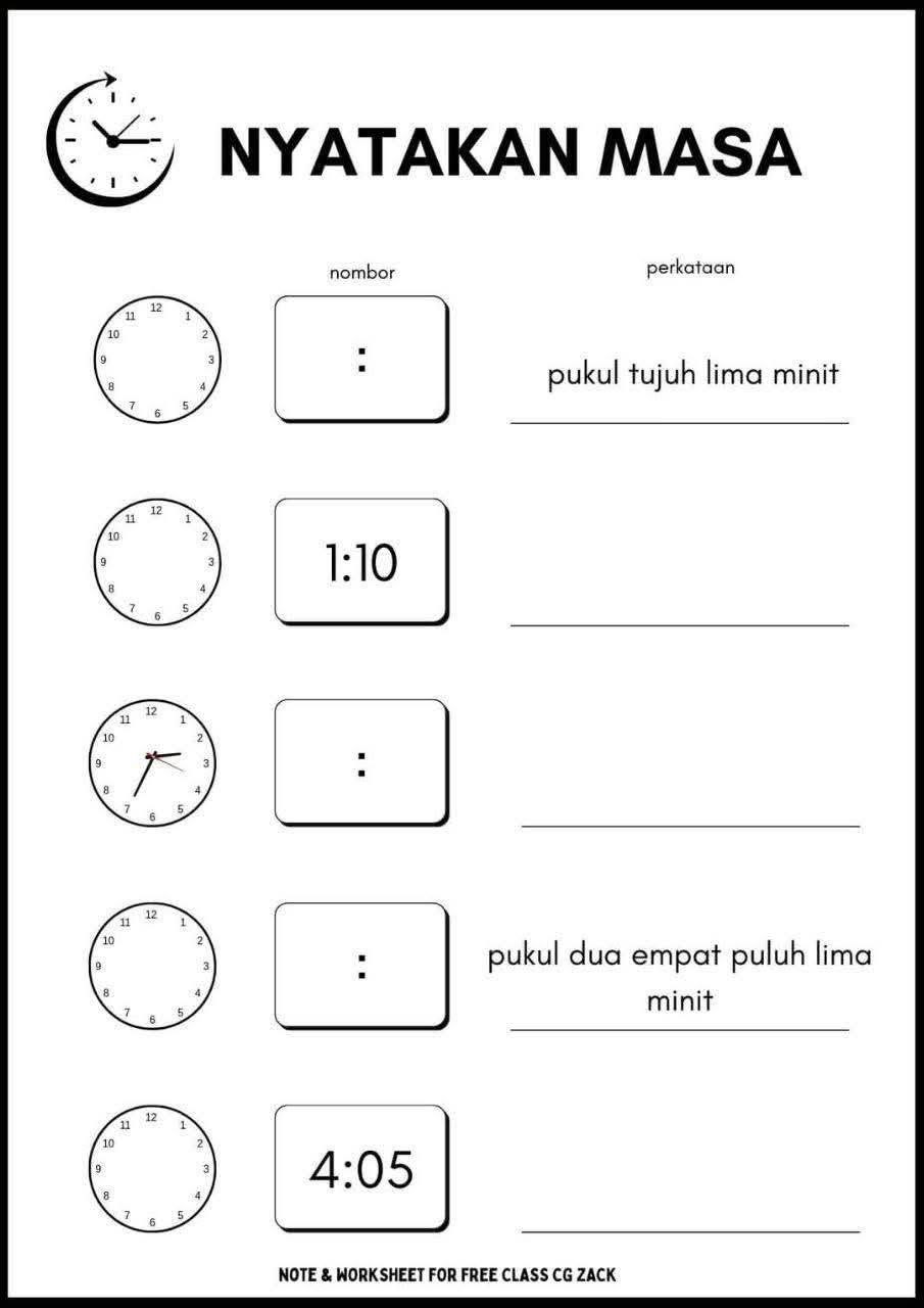 Koleksi Latihan Masa Dan Waktu Tahap 1 - GURUBESAR.MY